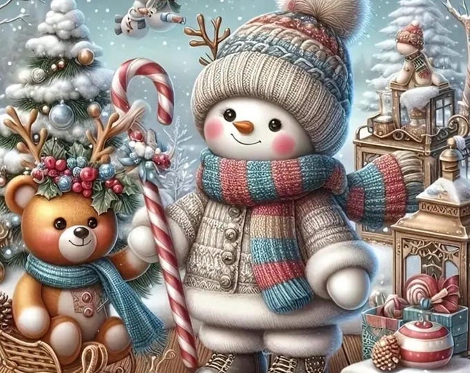 Snowman and Reindeer DIY Diamond Art Kit, for Beginners and Adults ...