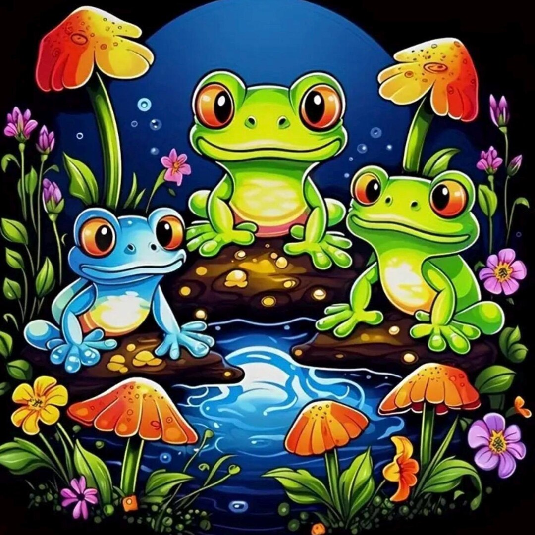 Frogs & Toadstools Diamond Art Kit: DIY Craft, Full Round Drill - Etsy