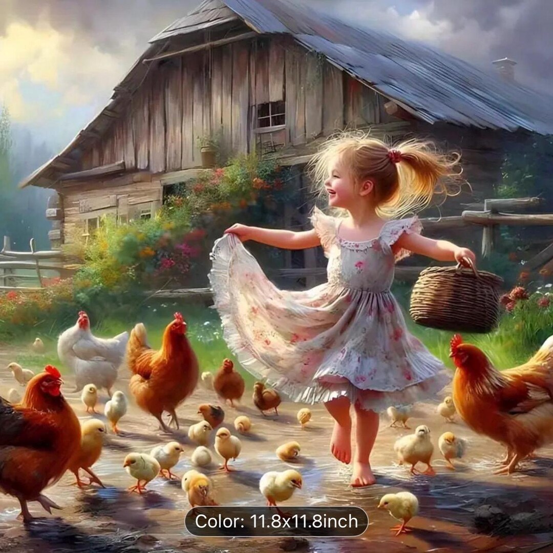 Feeding the Chickens DIY Diamond Art Kit, for Beginners and Adults ...