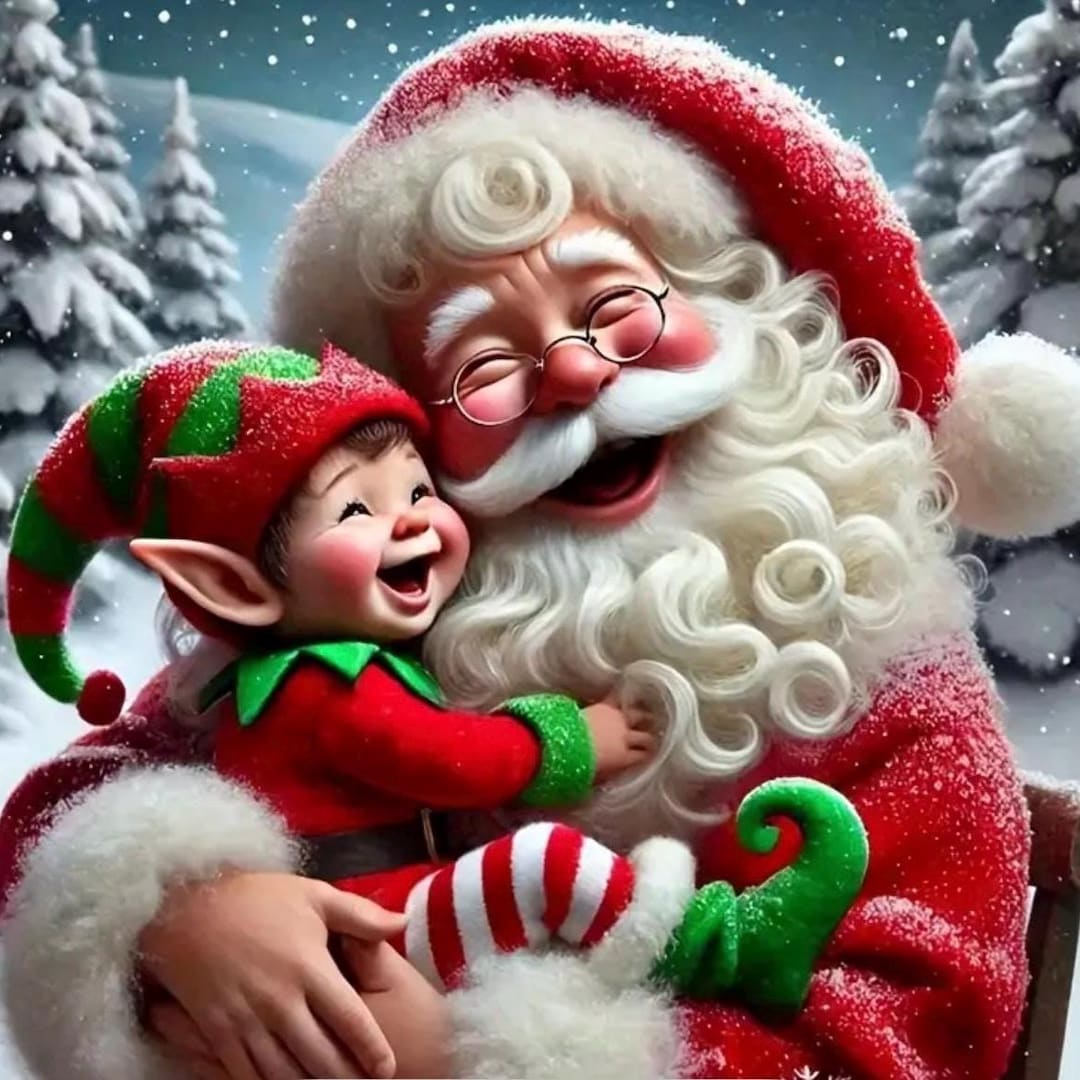 Santa & Elf 5D Diamond Art Kit: Holiday Craft, Full Drill - Etsy