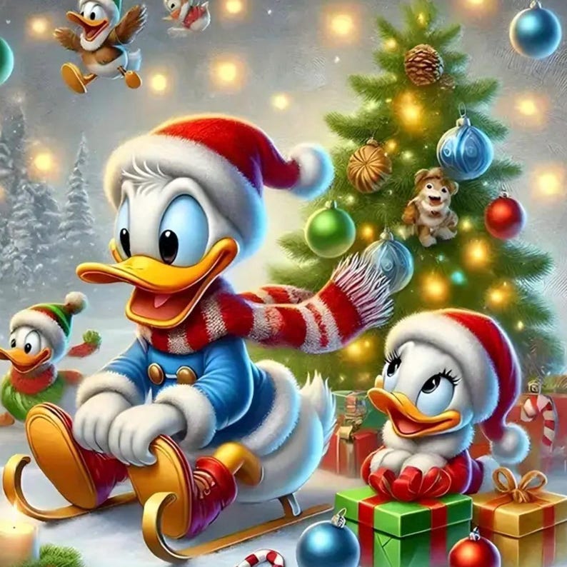 Duck Family Diamond Painting Kit: Christmas Sledding Scene, 11”x11 ...
