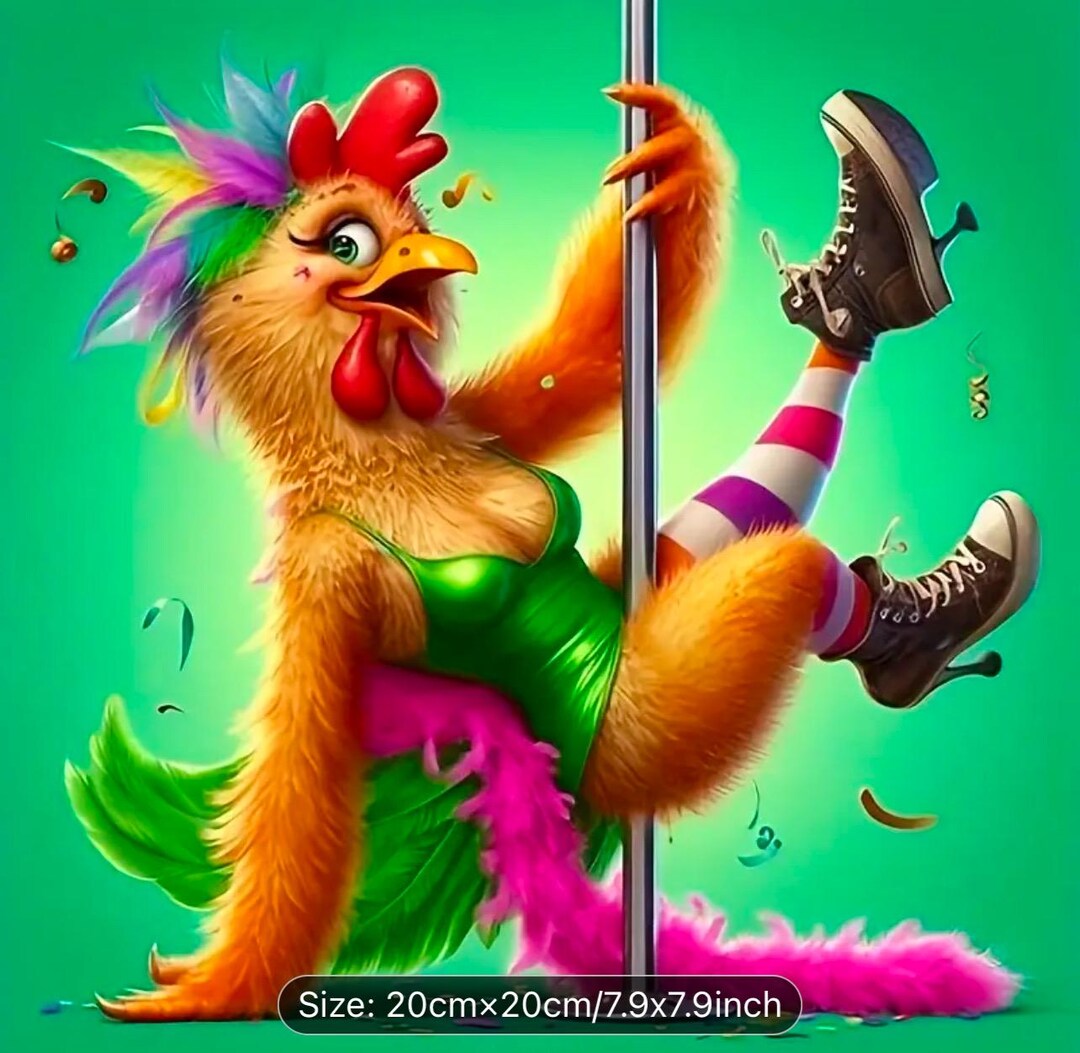 Pole Dancing Chicken 5D DIY Diamond Art Kit, for Beginners and Adults Crafts, Diamond Wall ...