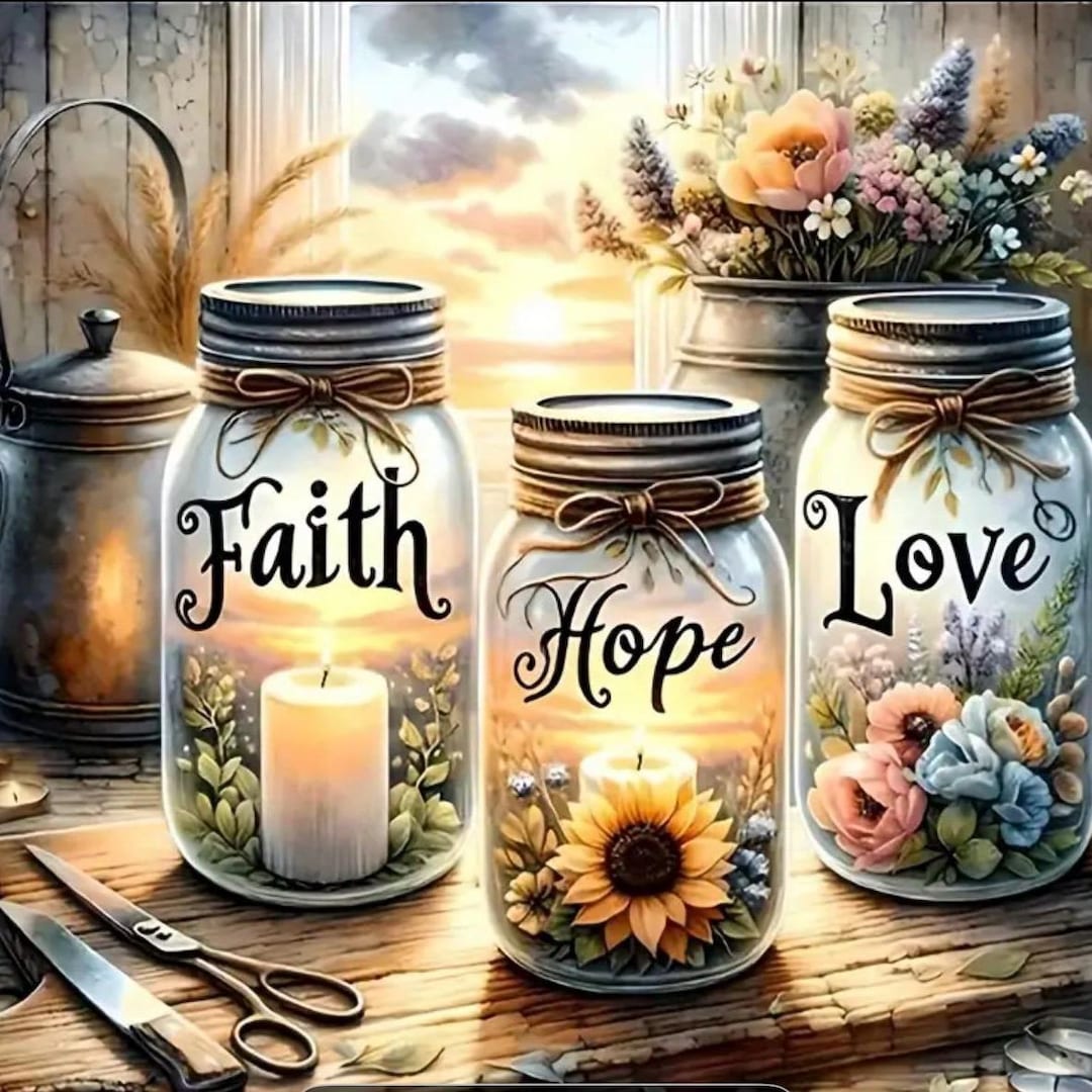 Faith Hope Love Diamond Art Kit: Inspirational DIY Craft (15”x15 ...