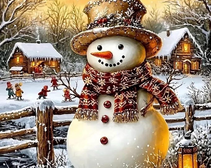 Fall Winter Snowman Diamond Art Kit: DIY Christmas Wall Decor - Etsy