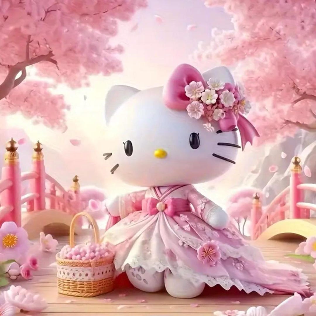 Cherry Blossom Hello Kitty DIY Diamond Art Kit, for Beginners and ...