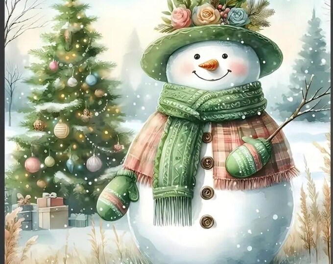 Winter Snowman Diamond Art Kit: DIY Christmas Craft, 15"x15" Canvas - Etsy