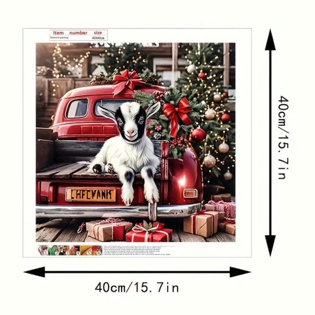 Christmas Goat Diamond Art Kit: Red Truck DIY Wall Painting (15x15") - Etsy
