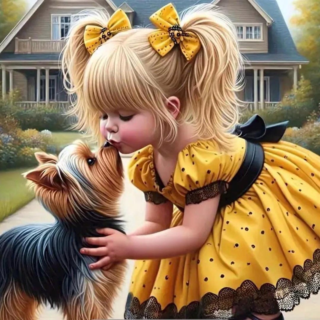 DIY Diamond Art Kit: Yorkie & Girl, Full Round Drill (11.81"x11.81") - Etsy
