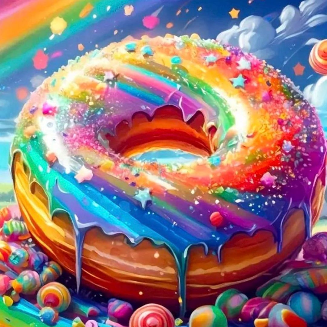 Rainbow Donut 5D Diamond Art Kit: Beginner Adult Craft - Etsy