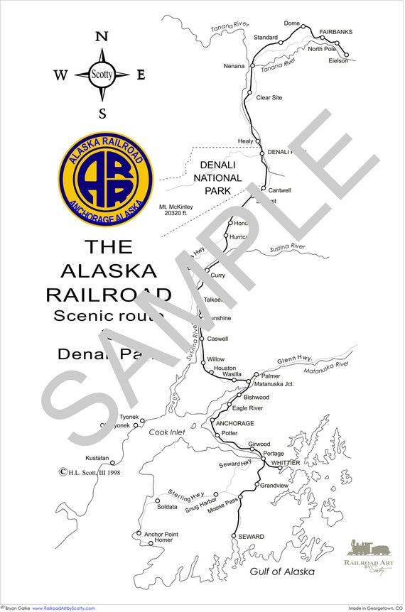 Alaska Railroad Route Map - Etsy