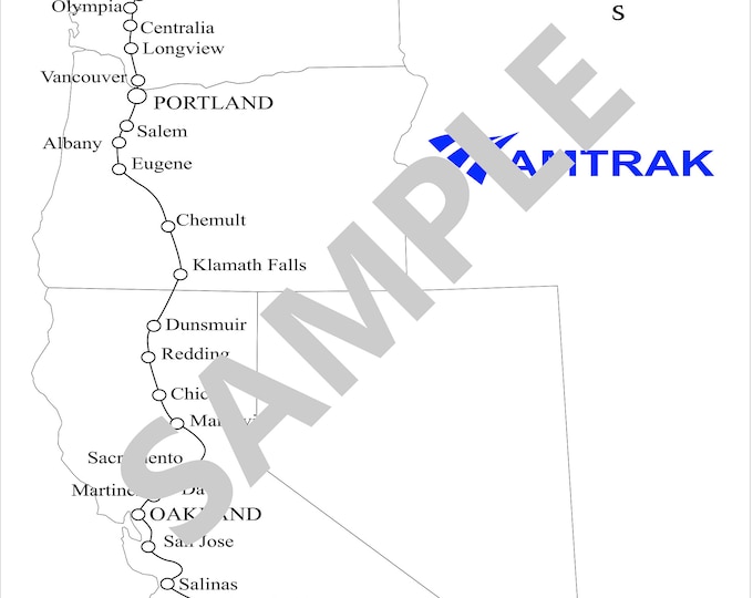 Amtrak Coast Starlight Railroad Route Map - Etsy