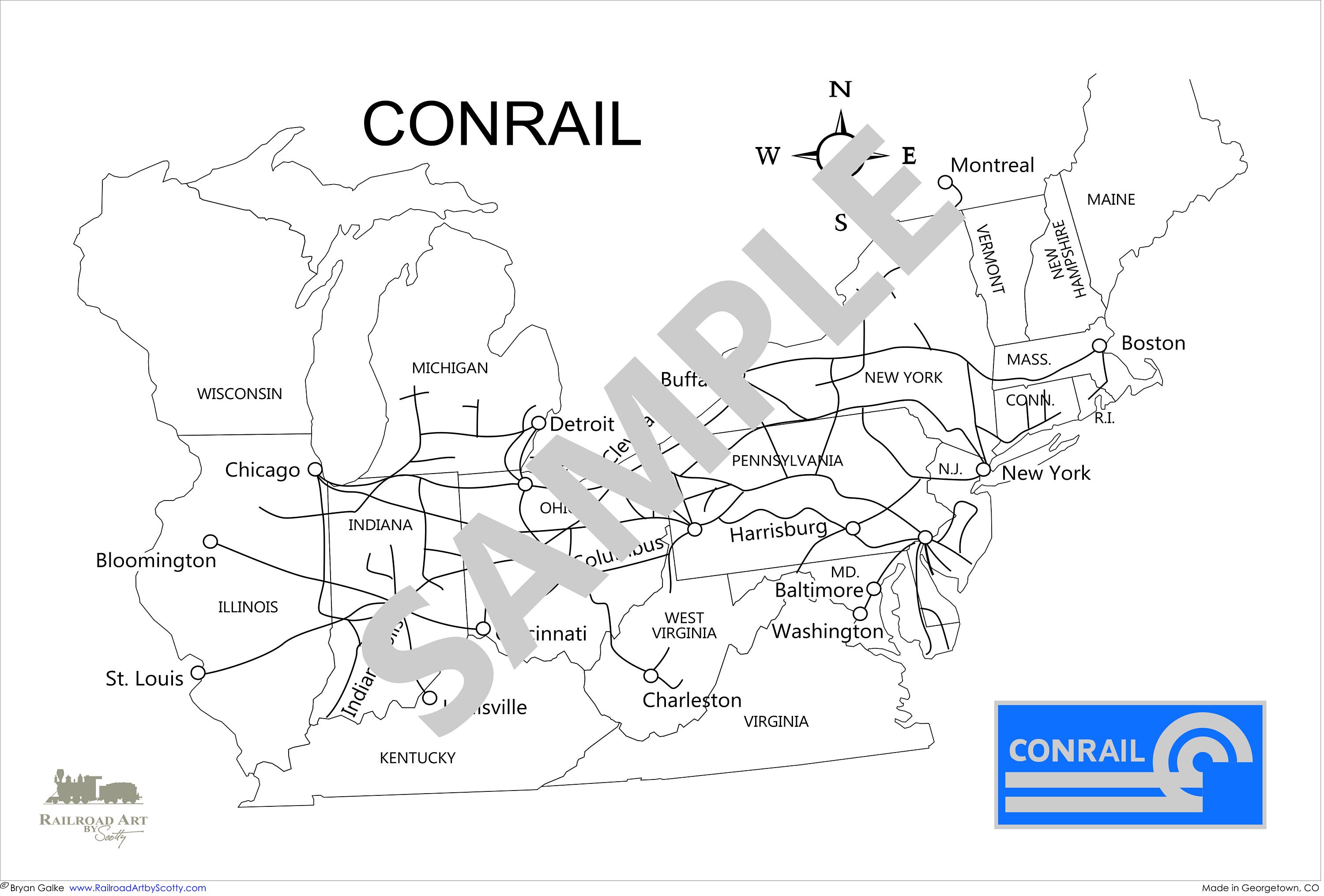 Conrail Railroad Route Map - Etsy