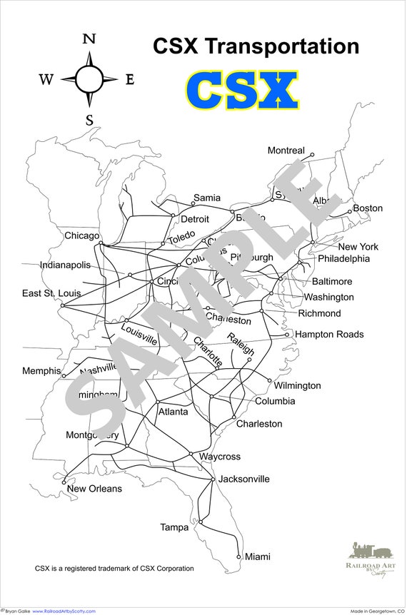 Csx Railroad Route Map Etsy