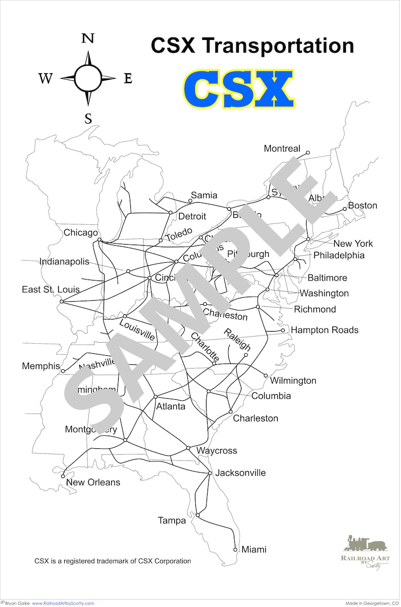 CSX Railroad Route Map | Etsy