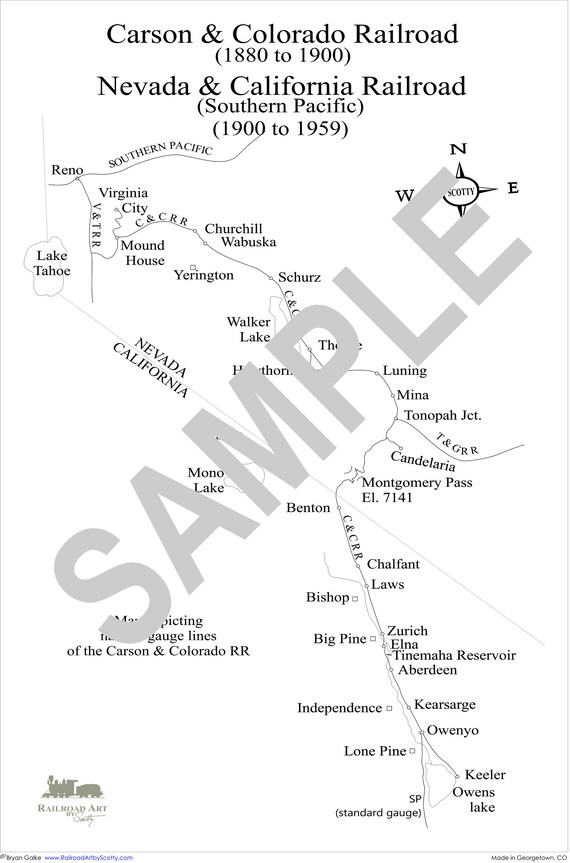 Carson and Colorado Railroads Route Map - Etsy