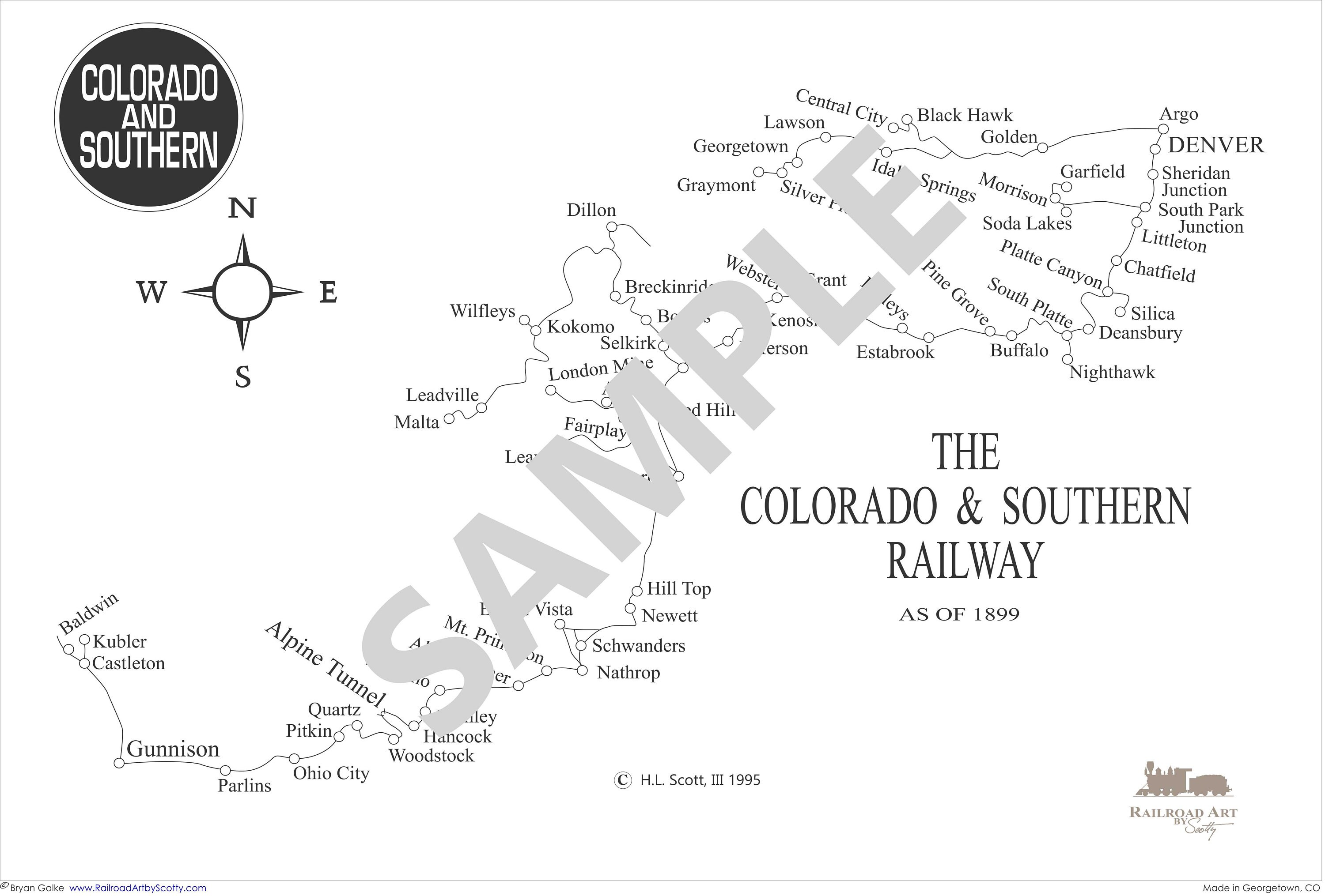 Colorado & Southern Railroad Route Map | Etsy