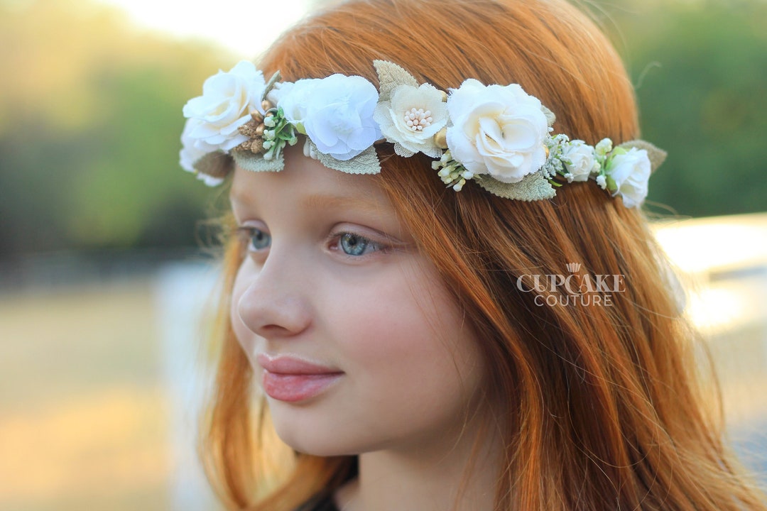 Flower Girl Headband, Flower Girl Headpiece, First Communion Headband ...