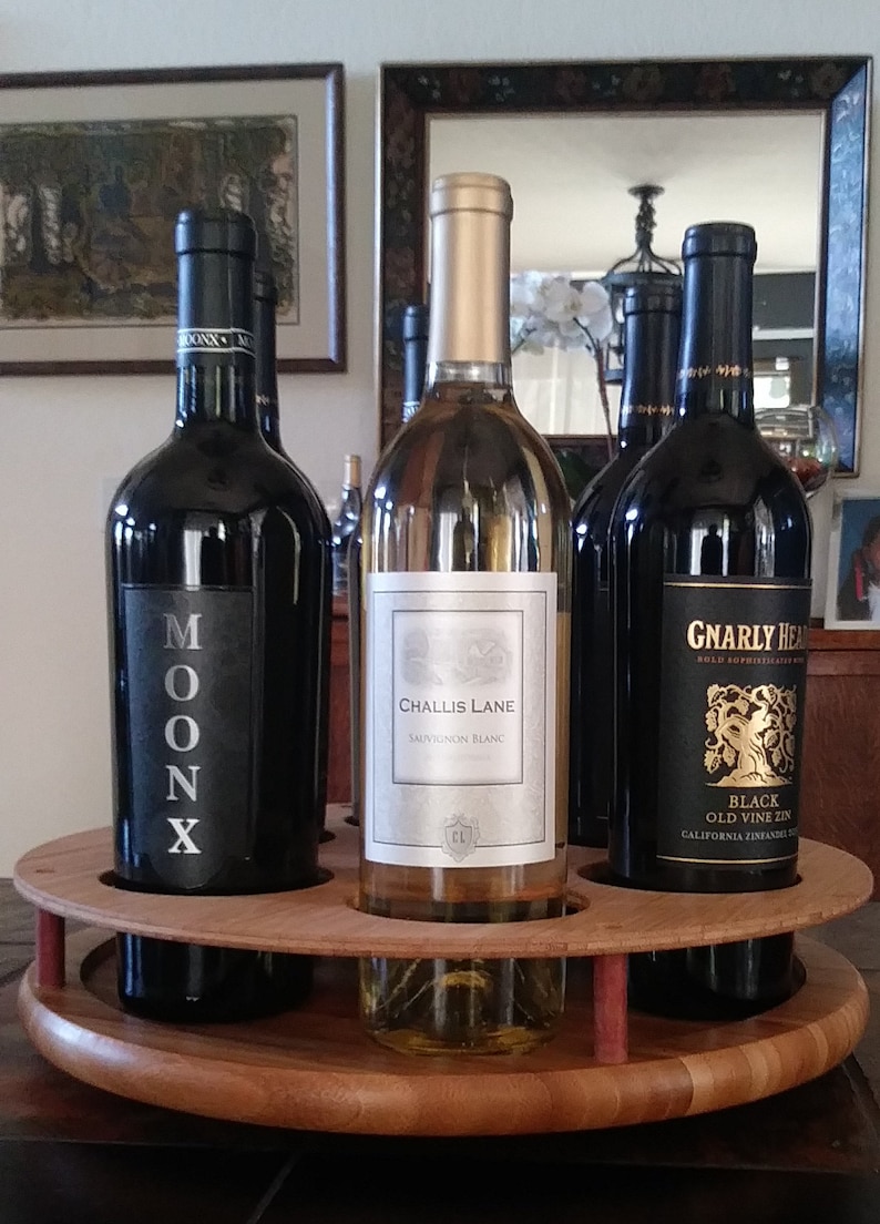 Kenzel Carousel 6 Wine Bottle Holder - Wine Rack - Lazy Susan Wine Rack ...