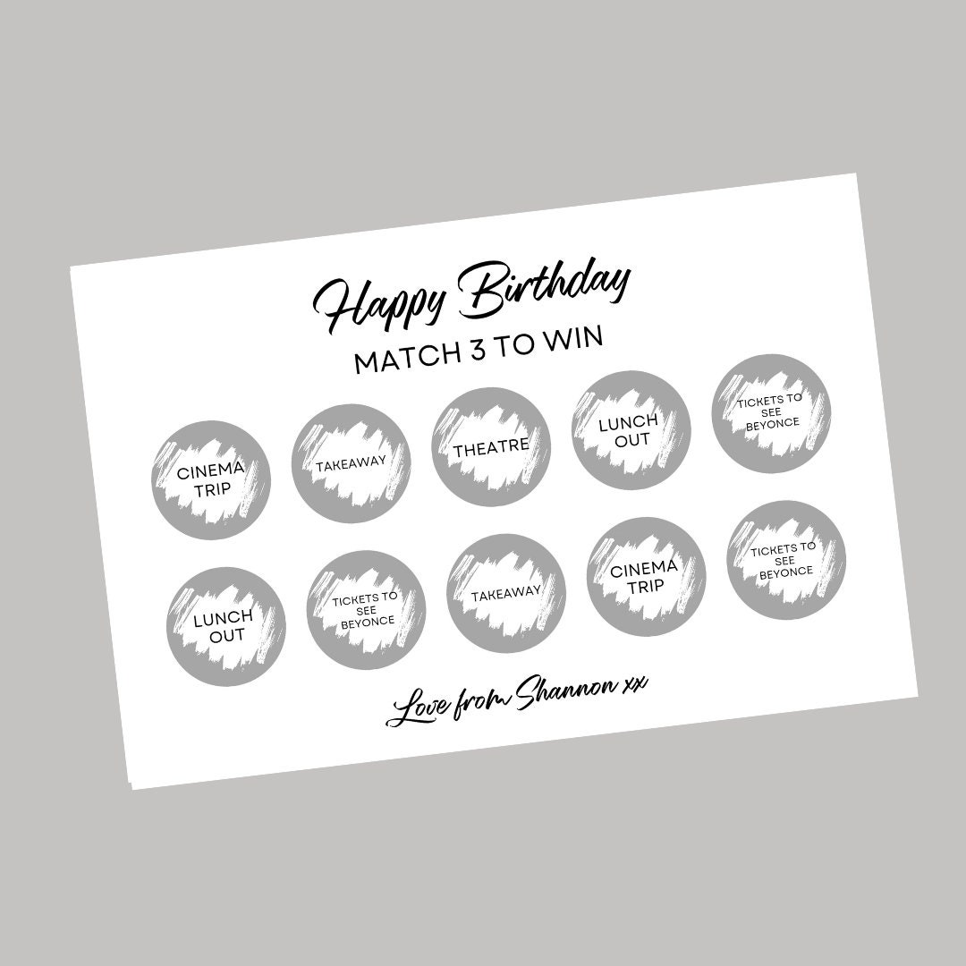 Birthday Surprise Match 3 Ticket Print | Personalised Birthday Ticket ...