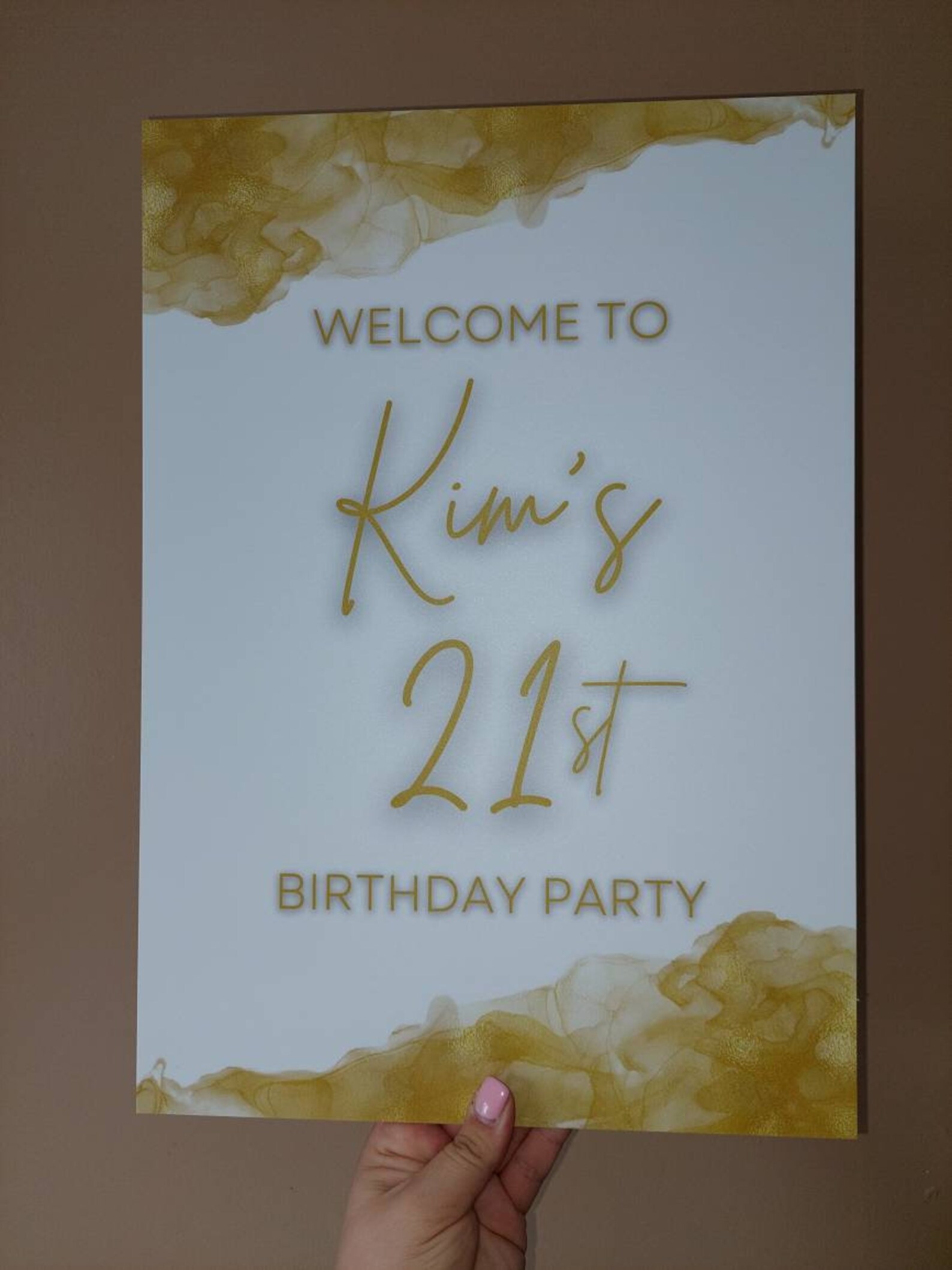 White & Gold Welcome Board Sign | Personalised Birthday Board ...