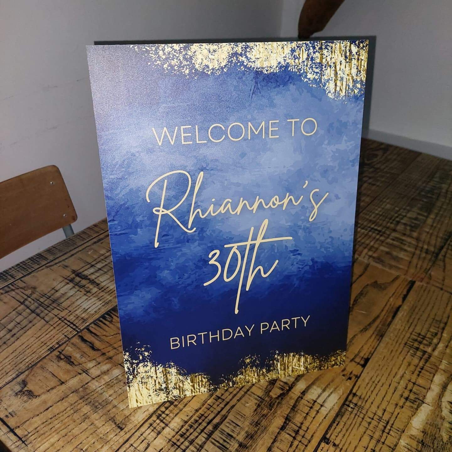 Navy Blue & Gold Welcome Board Sign Personalised Birthday | Etsy