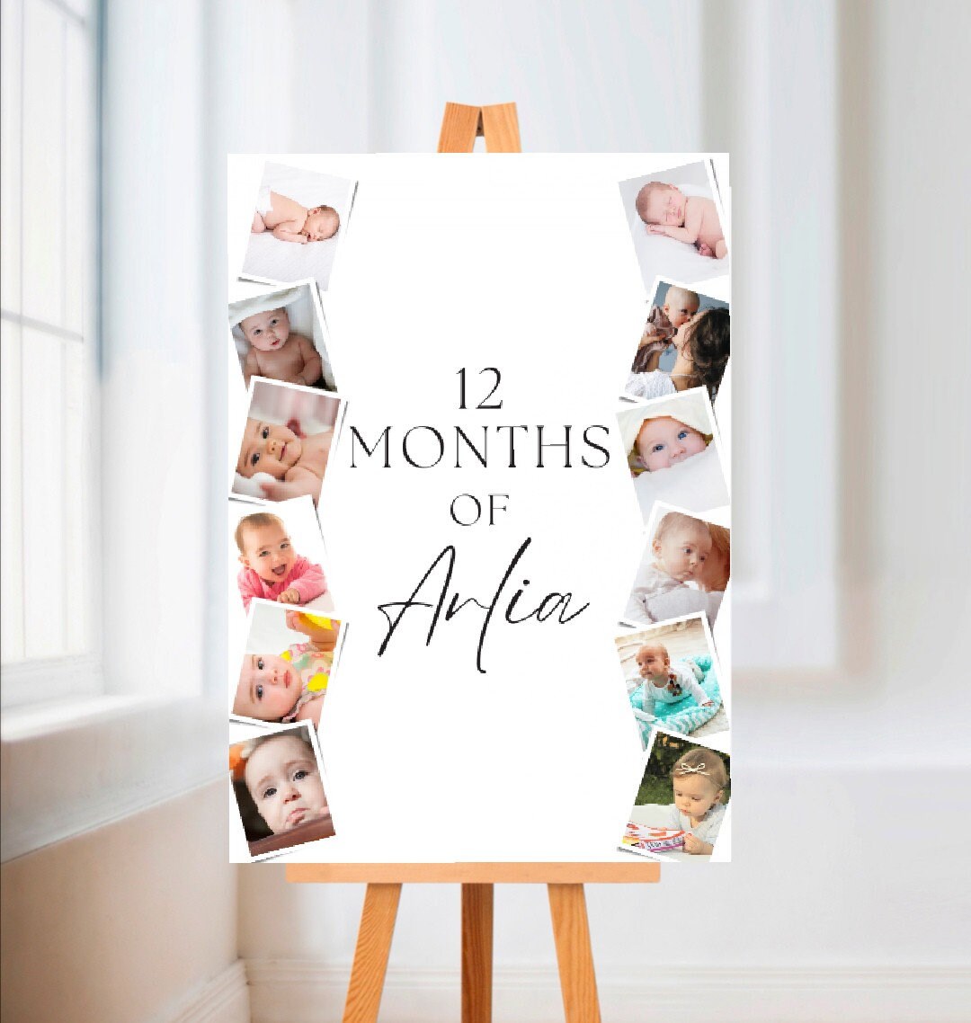 12 Months Image Photo Welcome Board Sign | Personalised Baby First ...