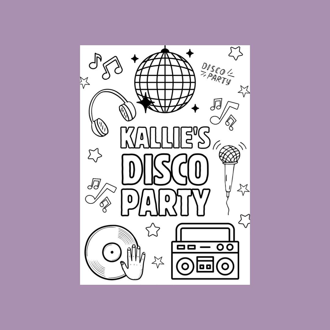 A6 Colouring Sheets Personalised Disco Colouring Sheets Party Bag ...