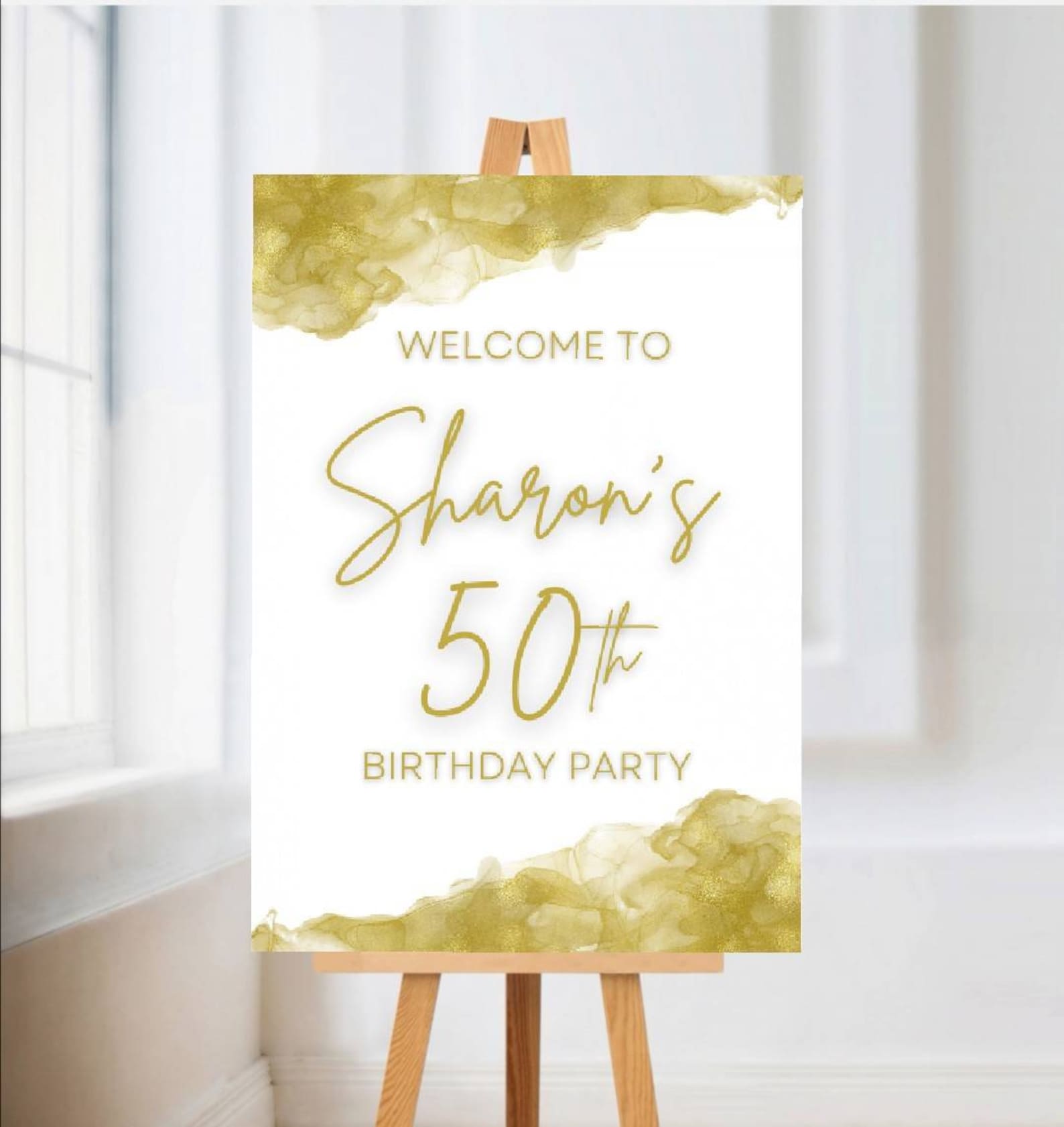 White & Gold Welcome Board Sign | Personalised Birthday Board ...