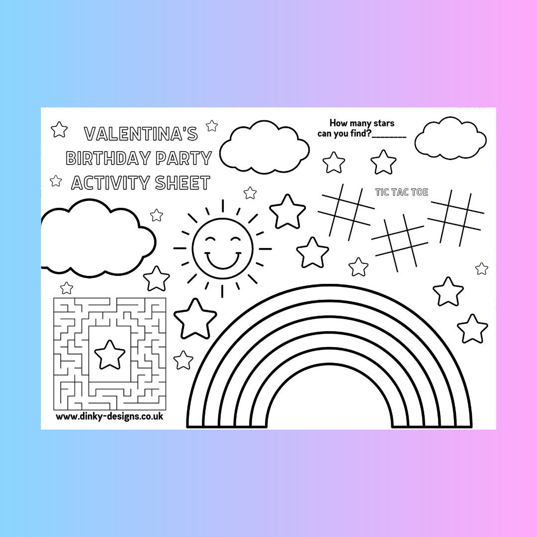 A4 Colouring Activity Sheets | Personalised Rainbow Activity Sheets ...
