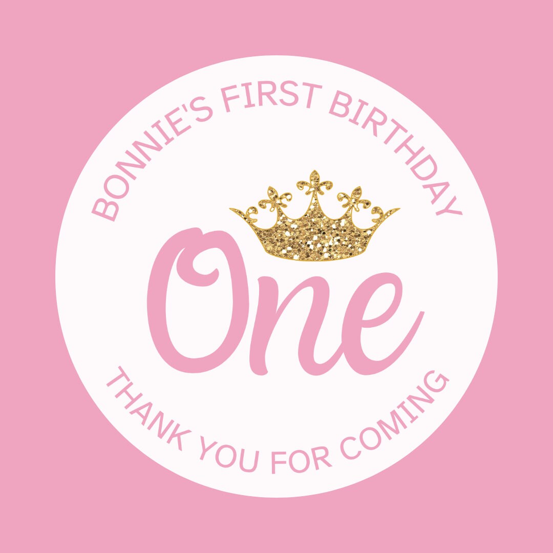 Pink Princess Crown Stickers | Circle Stickers | Sticker Sheet ...
