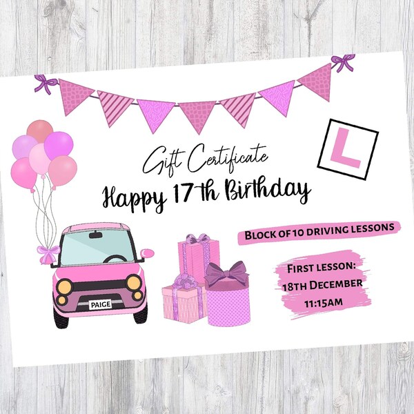 Driving Lesson Card - Etsy UK