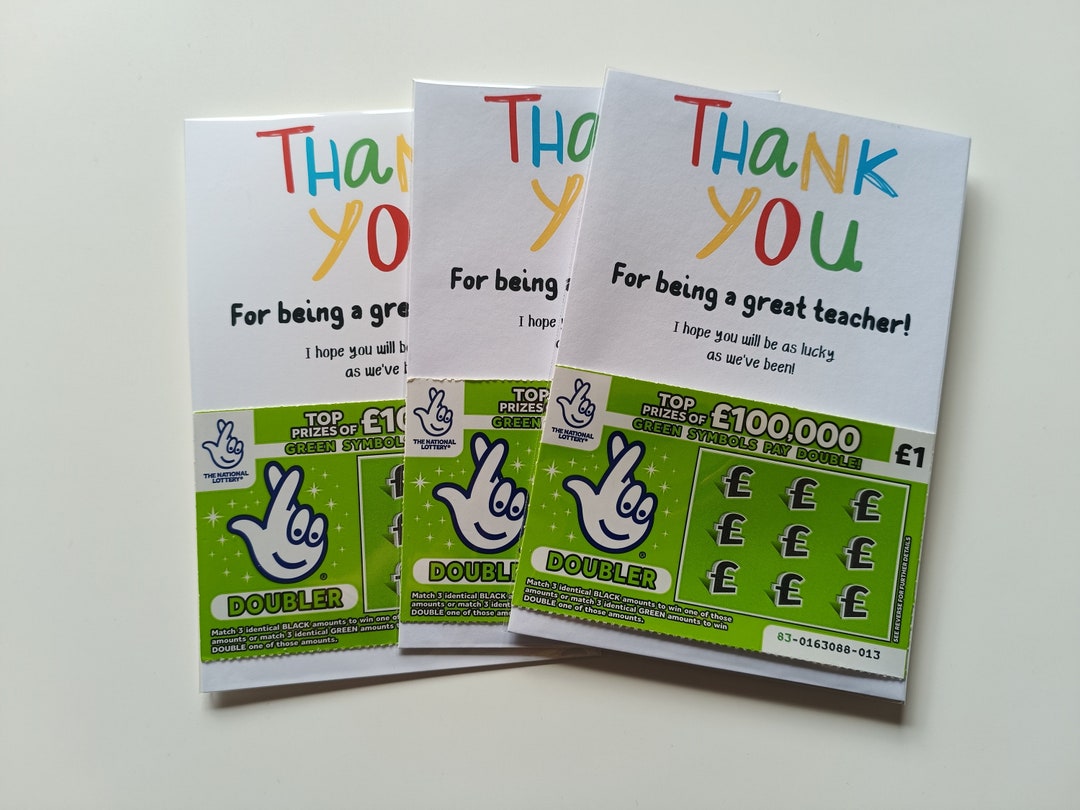 Teacher Gift Teacher Gift Idea Scratch Card Lottery Ticket Backing Card ...