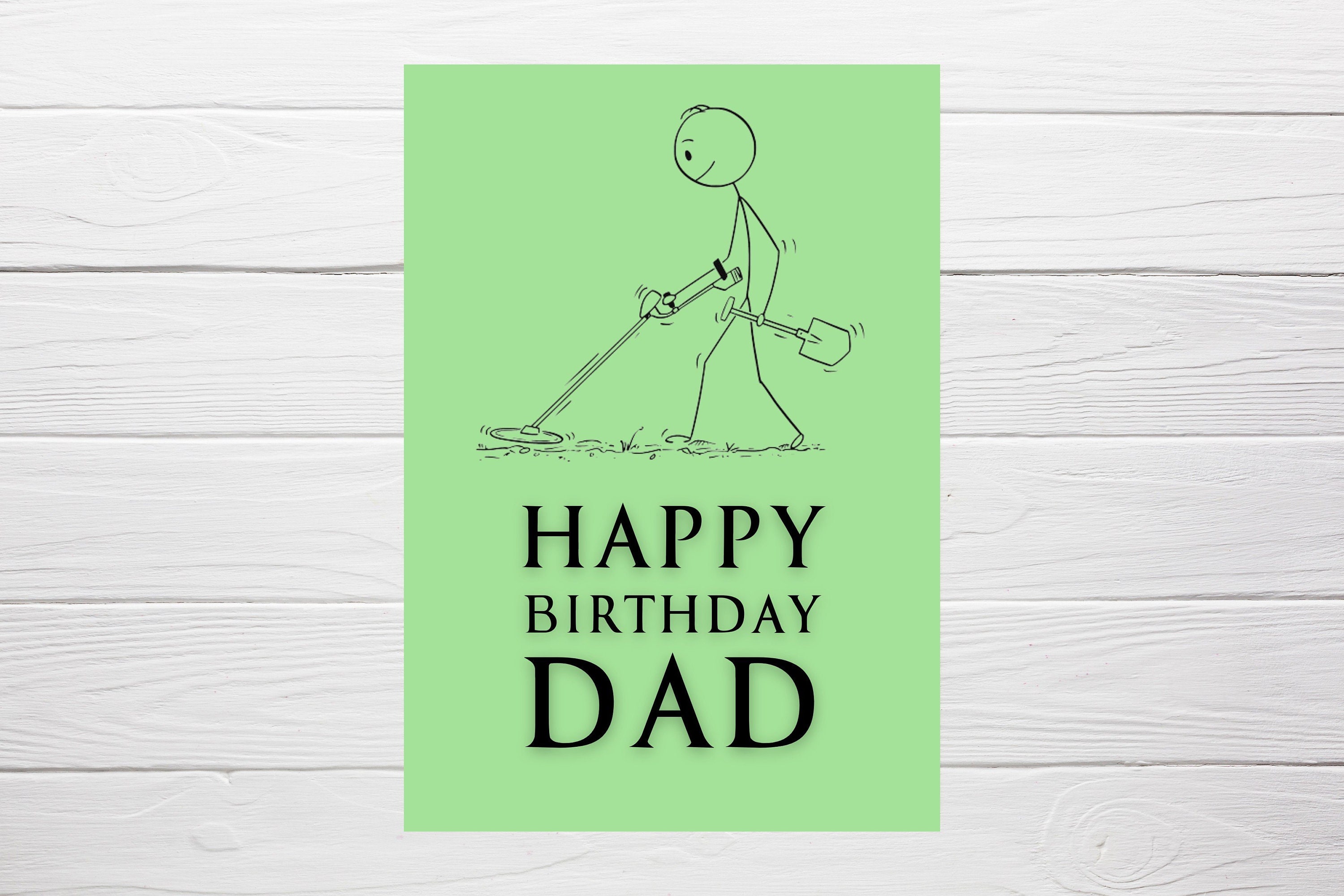Dad Birthday Card | Metal Detectorist Card | Metal Detecting Hobby Card ...
