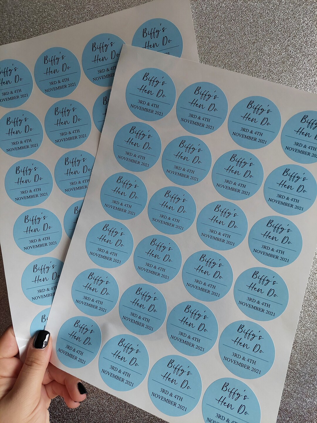 Blue Hen Party Stickers | Sticker Sheet 45mm Circles | Party Stickers ...