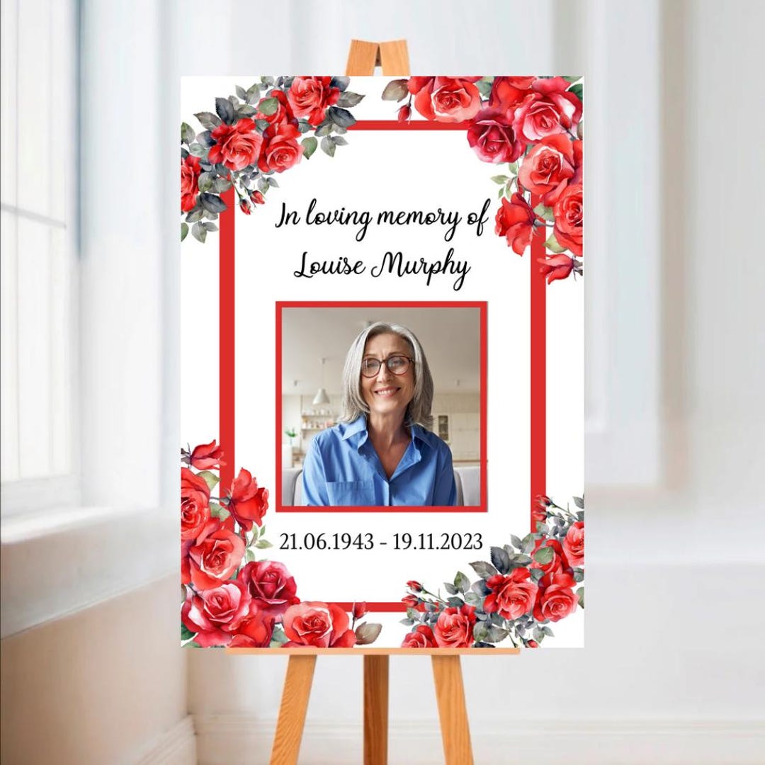 Funeral Service Entrance Board Sign | Personalised Photo Funeral Board ...