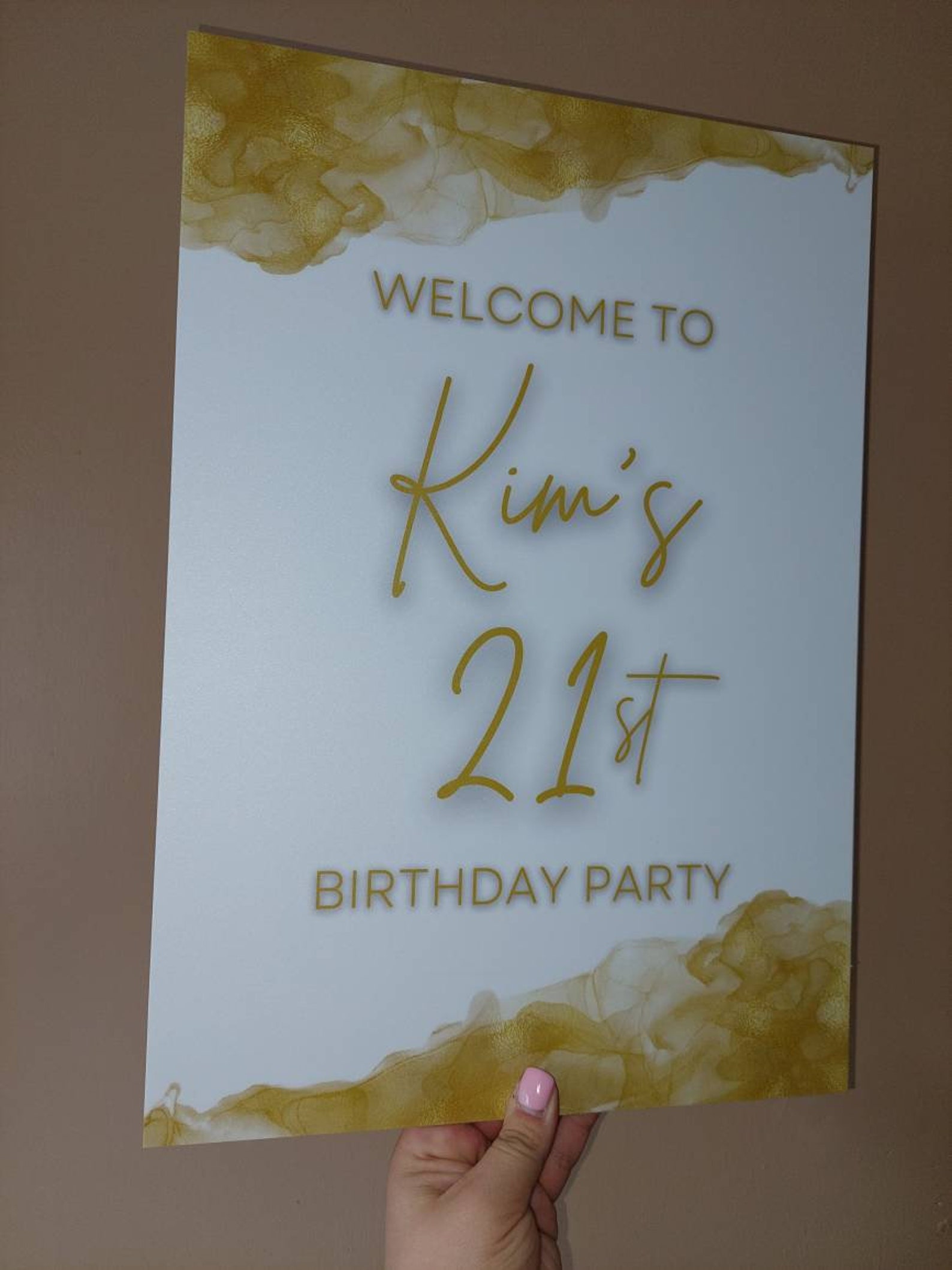 White & Gold Welcome Board Sign | Personalised Birthday Board ...