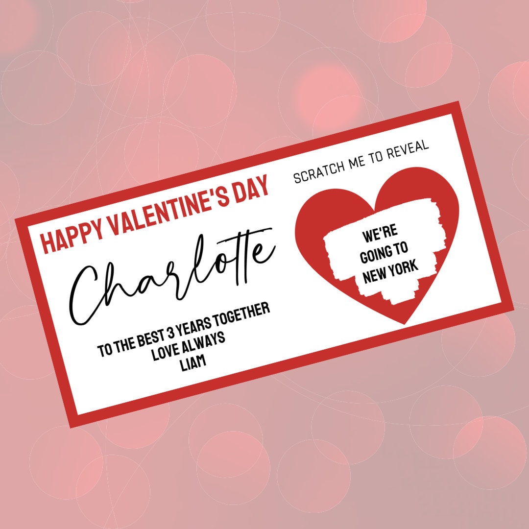 Red Surprise Valentine Ticket Print | Personalised Valentine Ticket ...