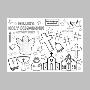 A4 Colouring Activity Sheets | Personalised Christening Holy Communion ...