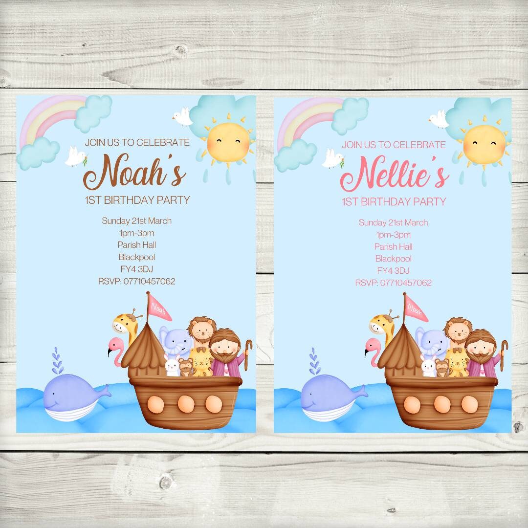 Noah's Ark Invitations | Animal Invites | Noah's Ark Theme Invitations ...