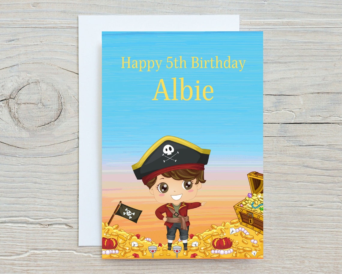 Birthday Card Children's Pirate Card Personalised Card - Etsy