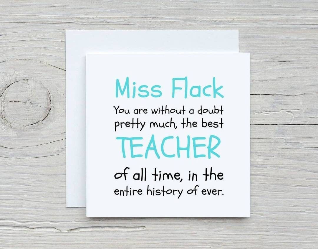 Teacher Card Best Teacher of All Time Personalised Name - Etsy