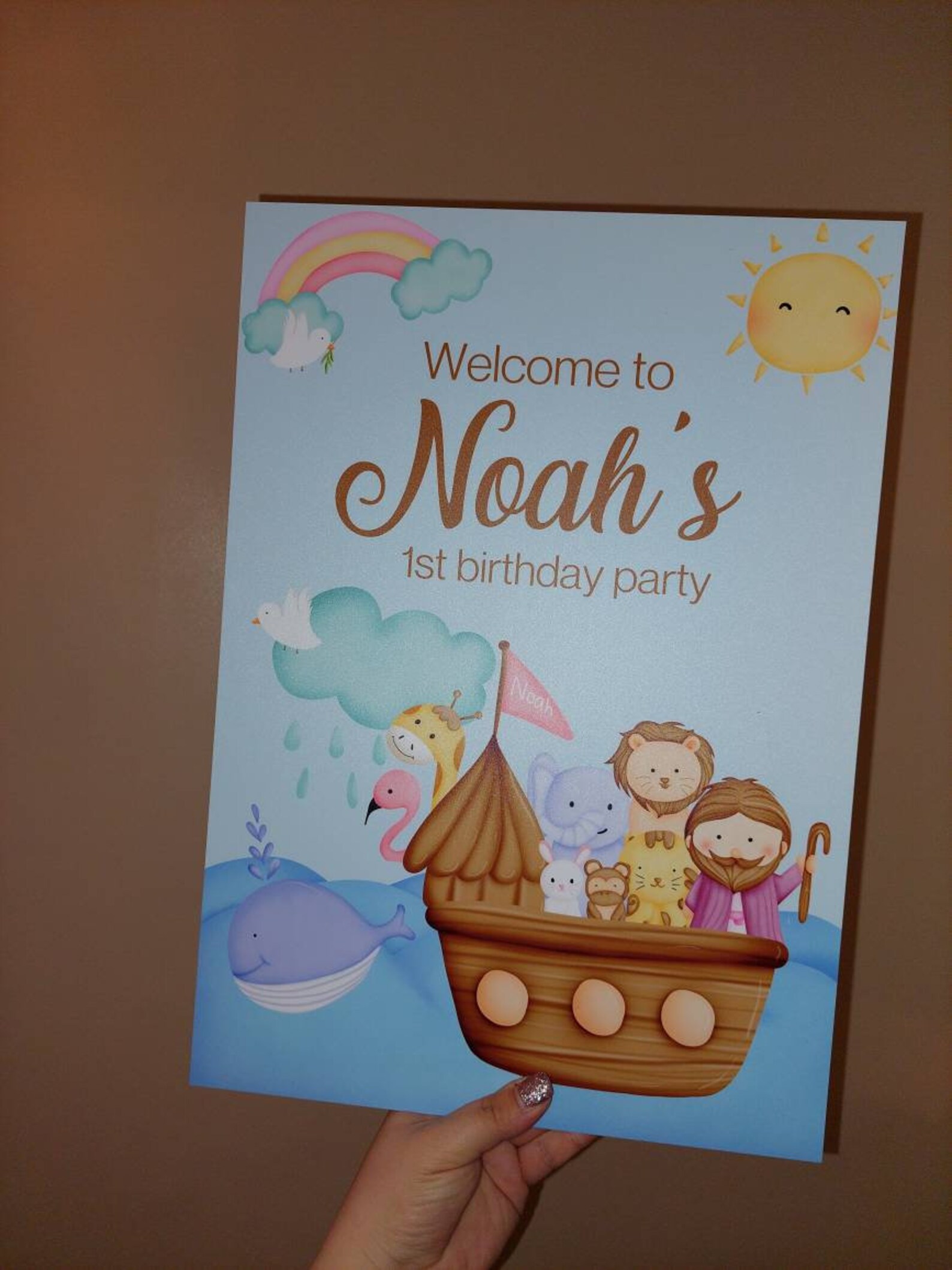 Noah's Ark Theme Welcome Board Sign | Personalised Birthday Board ...
