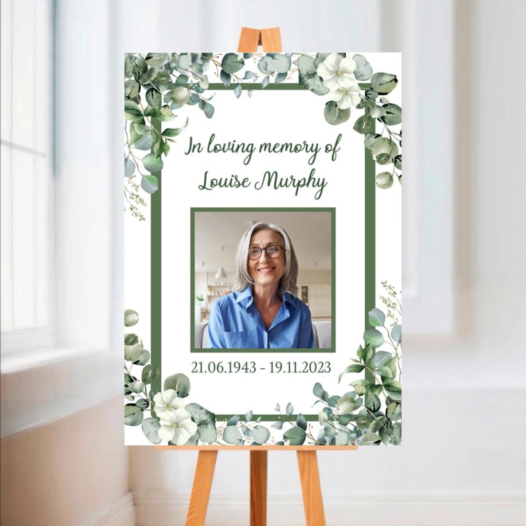 Funeral Service Entrance Board Sign | Personalised Photo Funeral Board ...