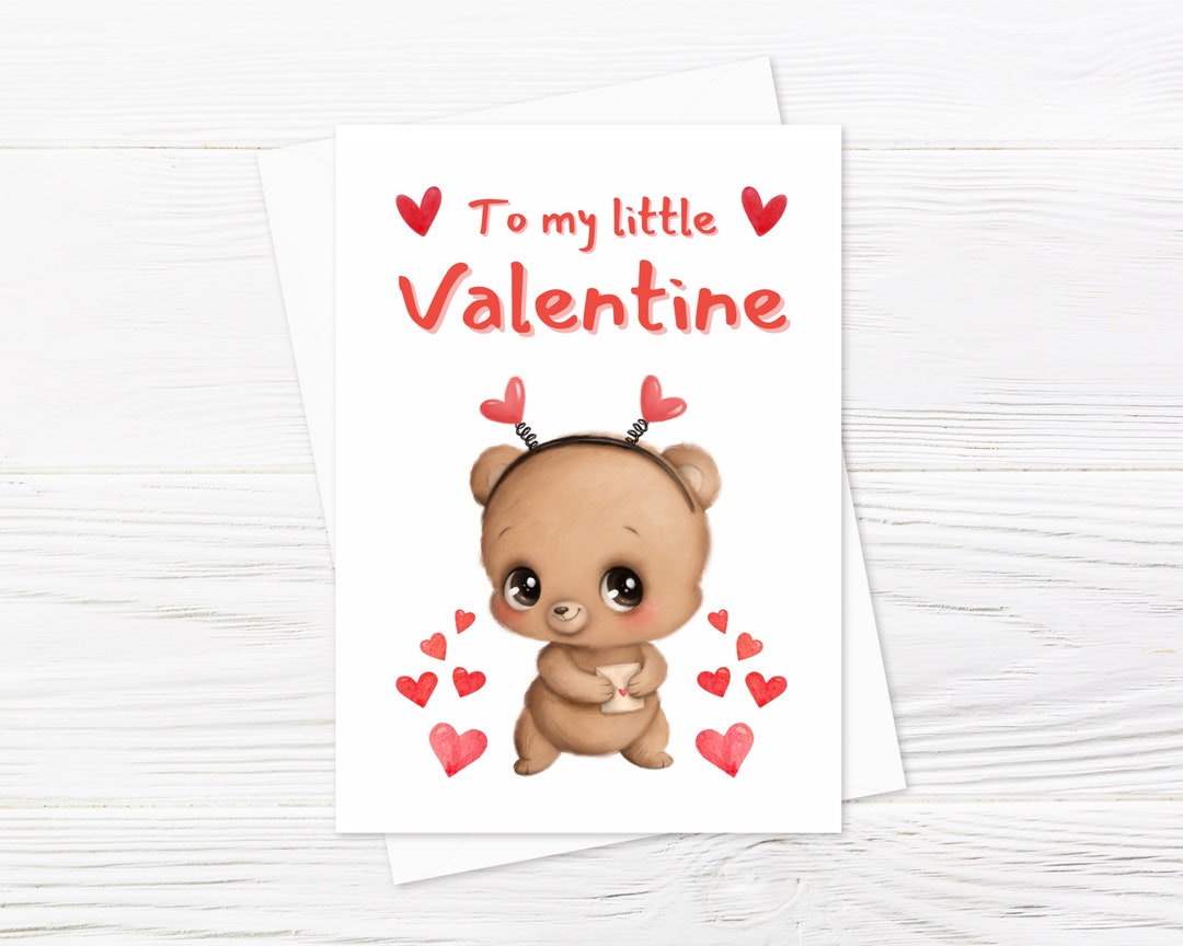 Children's Valentine Card | to My Little Valentine | Cute Bear Card ...