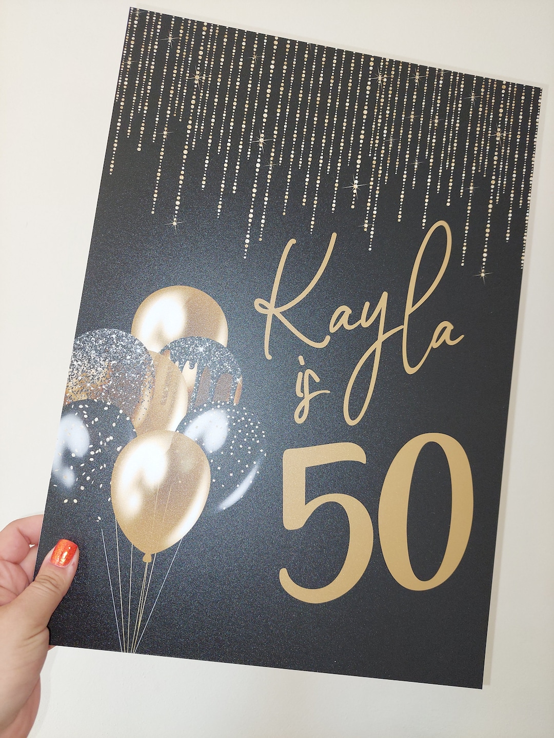Black & Gold Welcome Board Sign Personalised Birthday Board Birthday ...