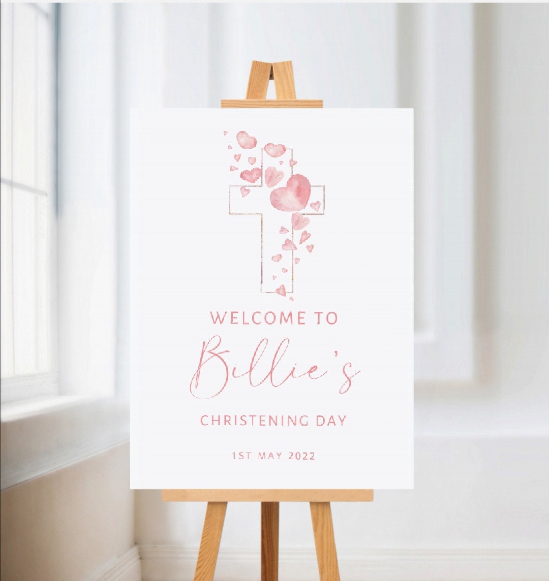 Christening, Baptism, Holy Communion Welcome Board Sign Personalised ...