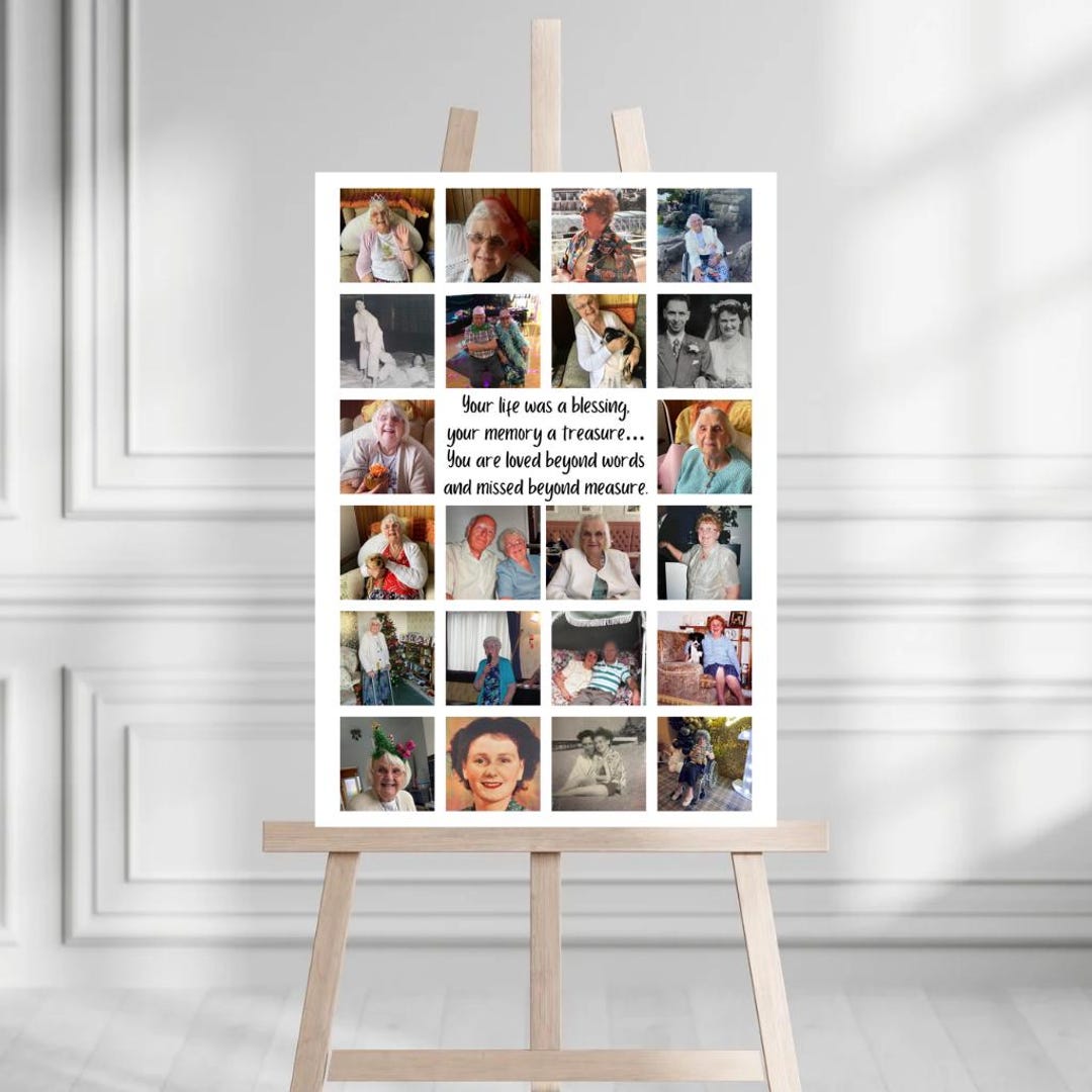 Funeral Service Entrance Board Sign | Personalised Photo Collage ...