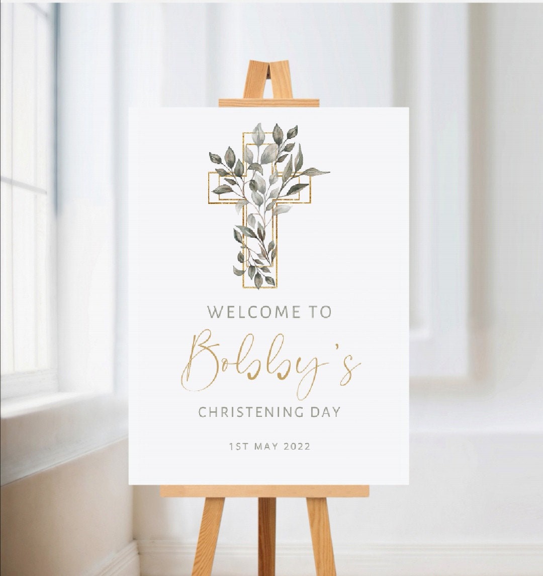 Christening, Baptism, Holy Communion Welcome Board Sign Personalised ...