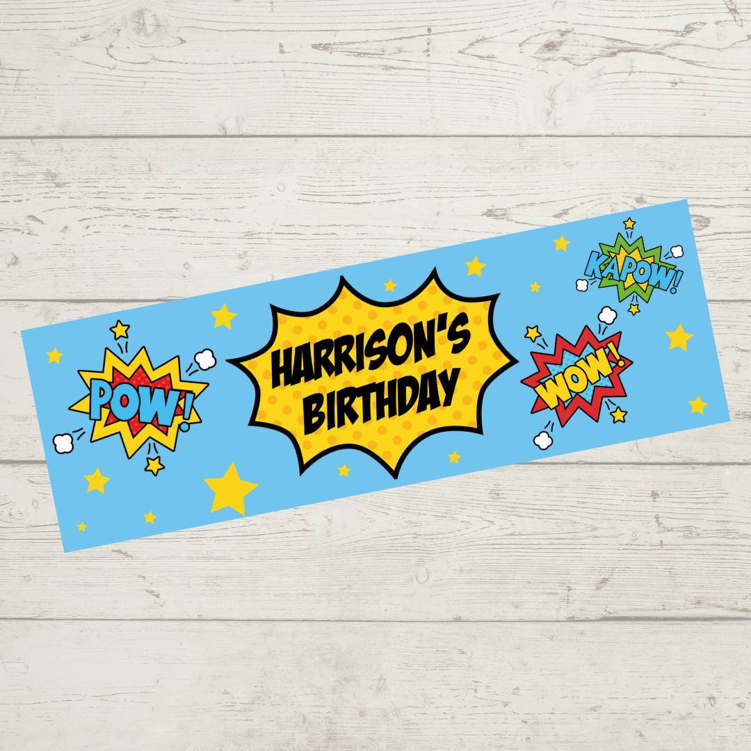 Superhero Banner Personalised Superhero Birthday Party Banner Superhero ...