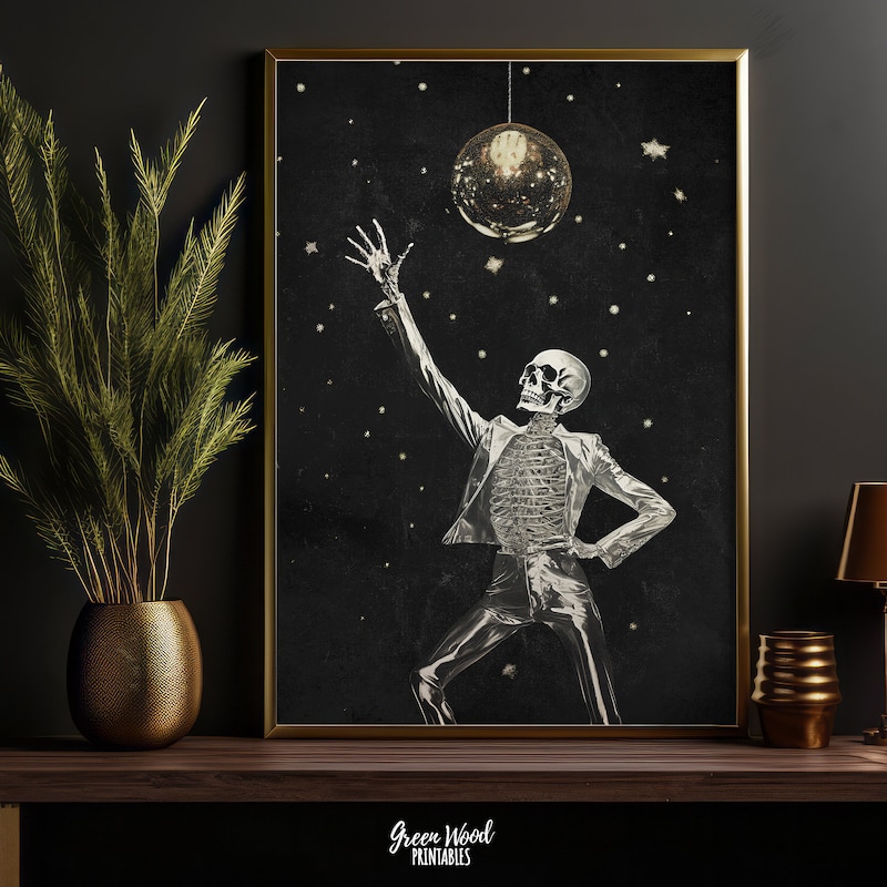 Disco Skeleton Poster - Etsy